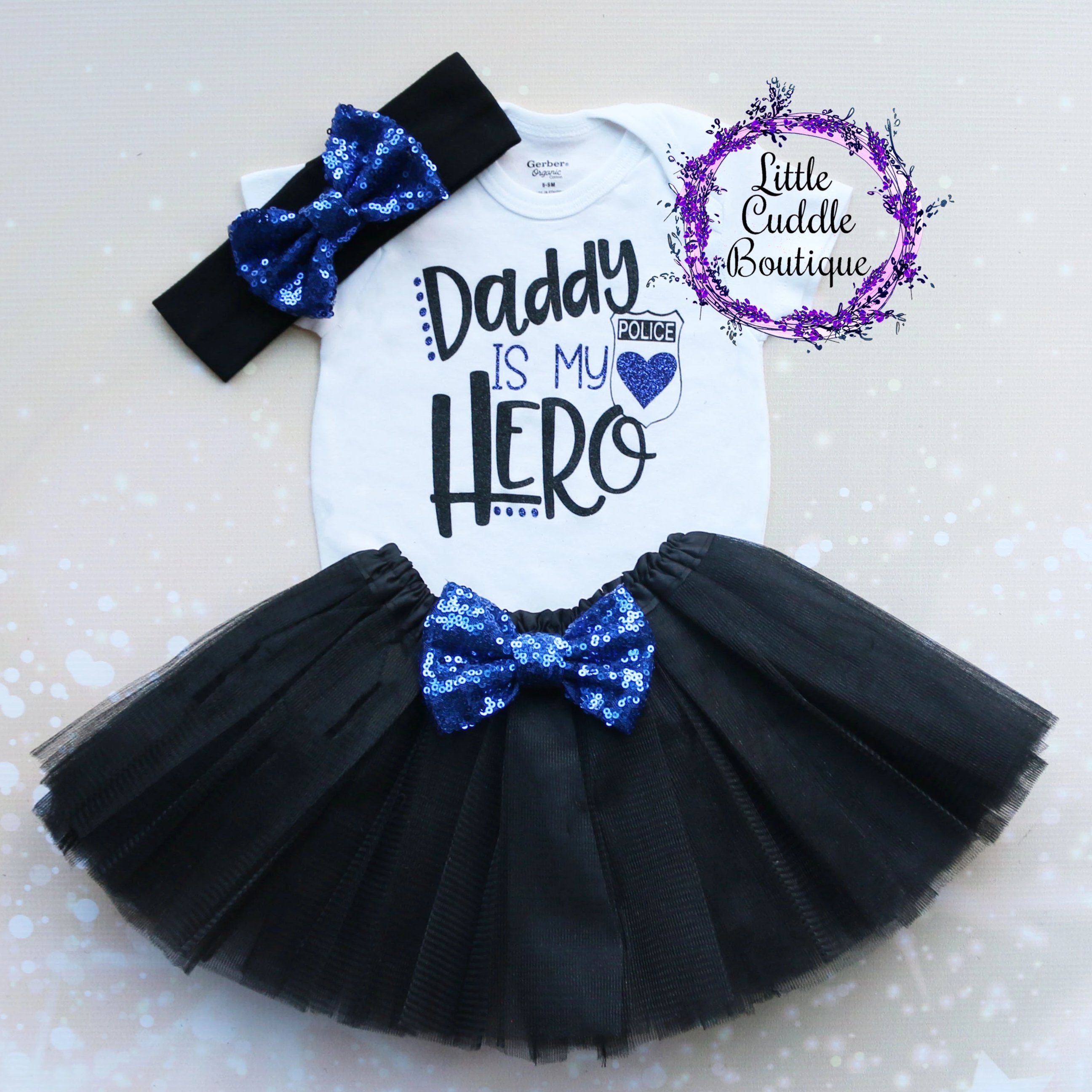 Daddy Is My Hero Police Tutu Outfit-Little Cuddle Boutique