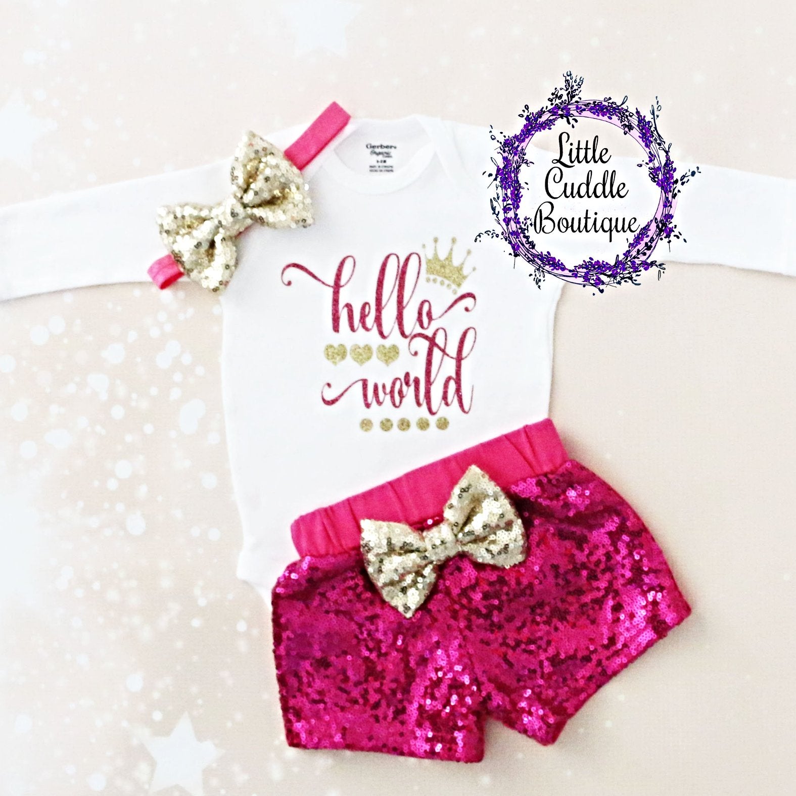 Hello World Baby Shorts Outfit-Little Cuddle Boutique